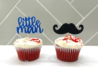 Little Man Cupcake Toppers Mustache Cupcake Toppers Little Man Party ...
