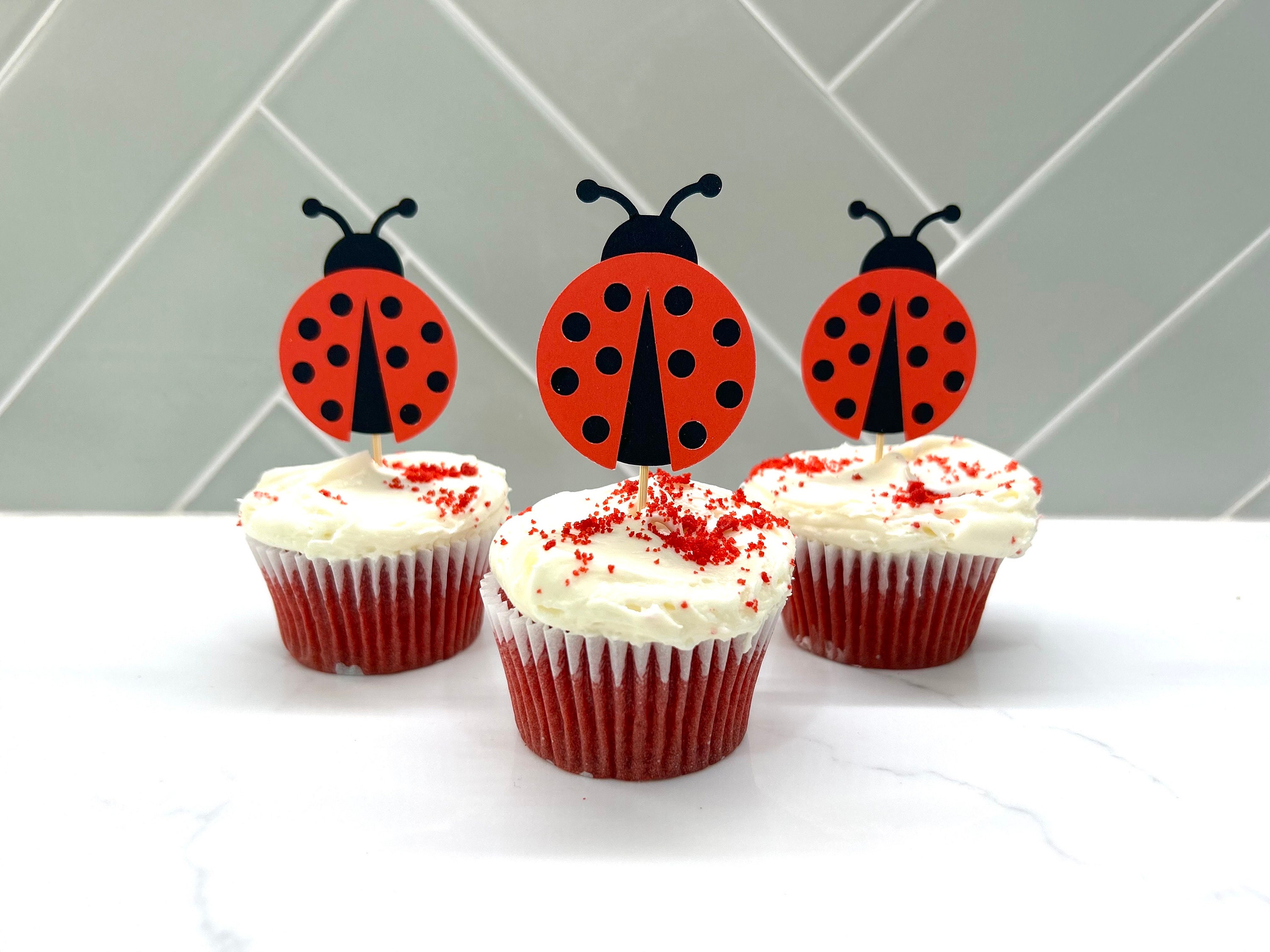 Ladybug Cupcake Toppers, Set of 12 | Food Picks | Ladybug Party | First ...
