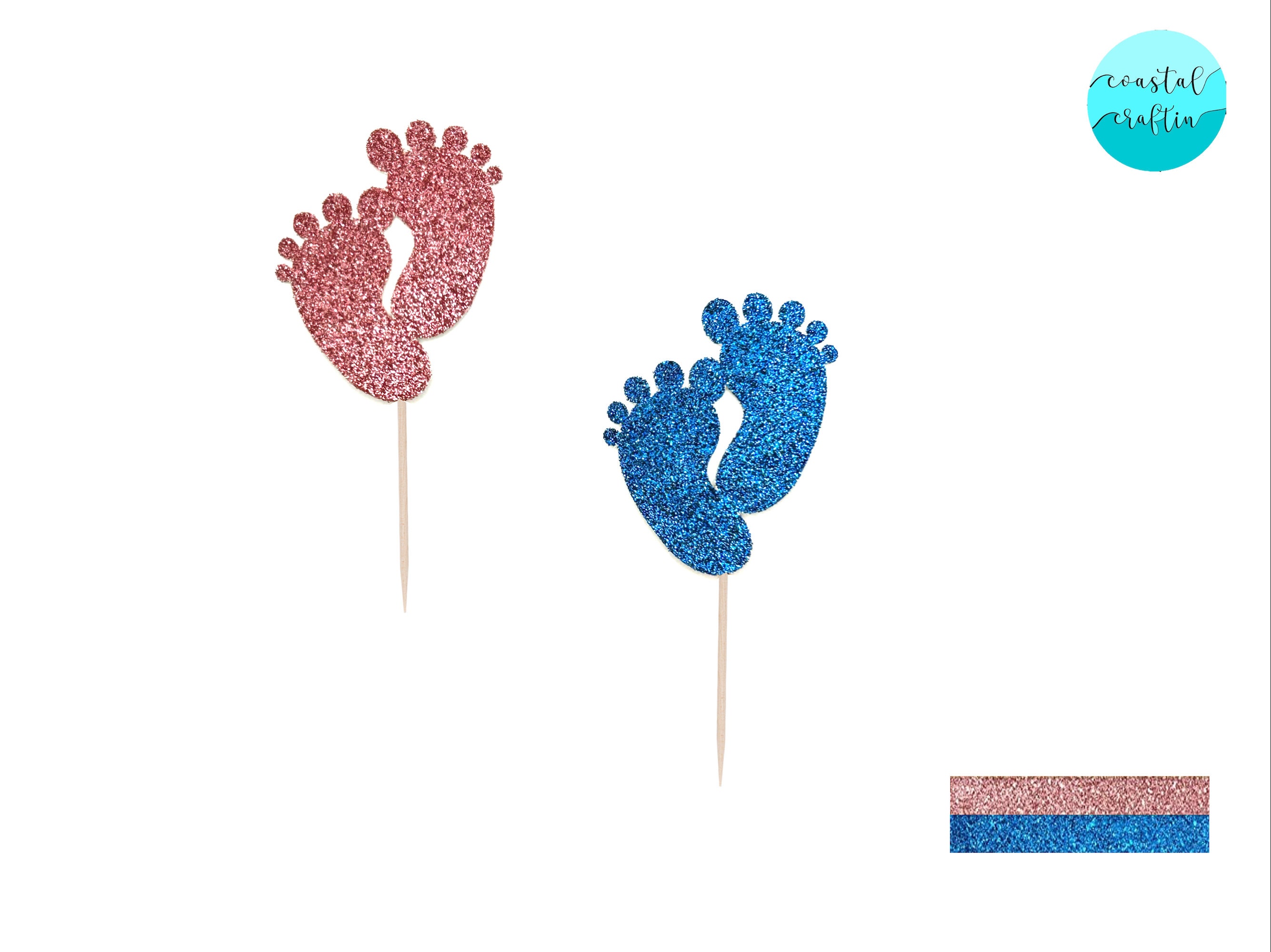 Baby Feet Cupcake Toppers Set of 12 Baby Shower Cupcake Toppers Baby ...
