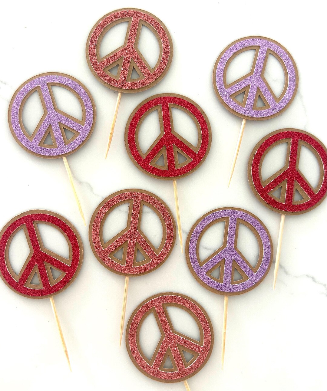 Peace Sign Cupcake Toppers Retro Cupcake Toppers Groovy Cupcake Toppers ...