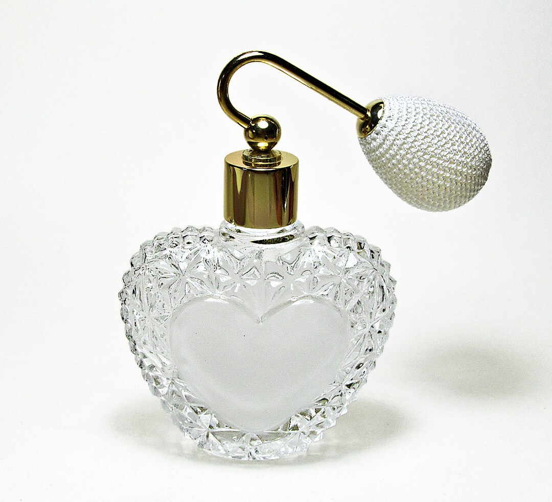 Heart Shape Crystal Glass Perfume Bottle With Bulb Spray Mounting. - Etsy