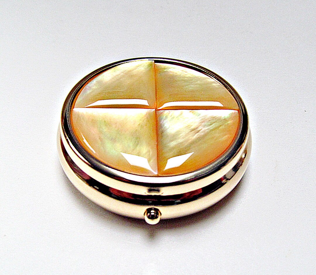 Compact Pill Box Made With Mother Pearl Shell for Pills and Small ...