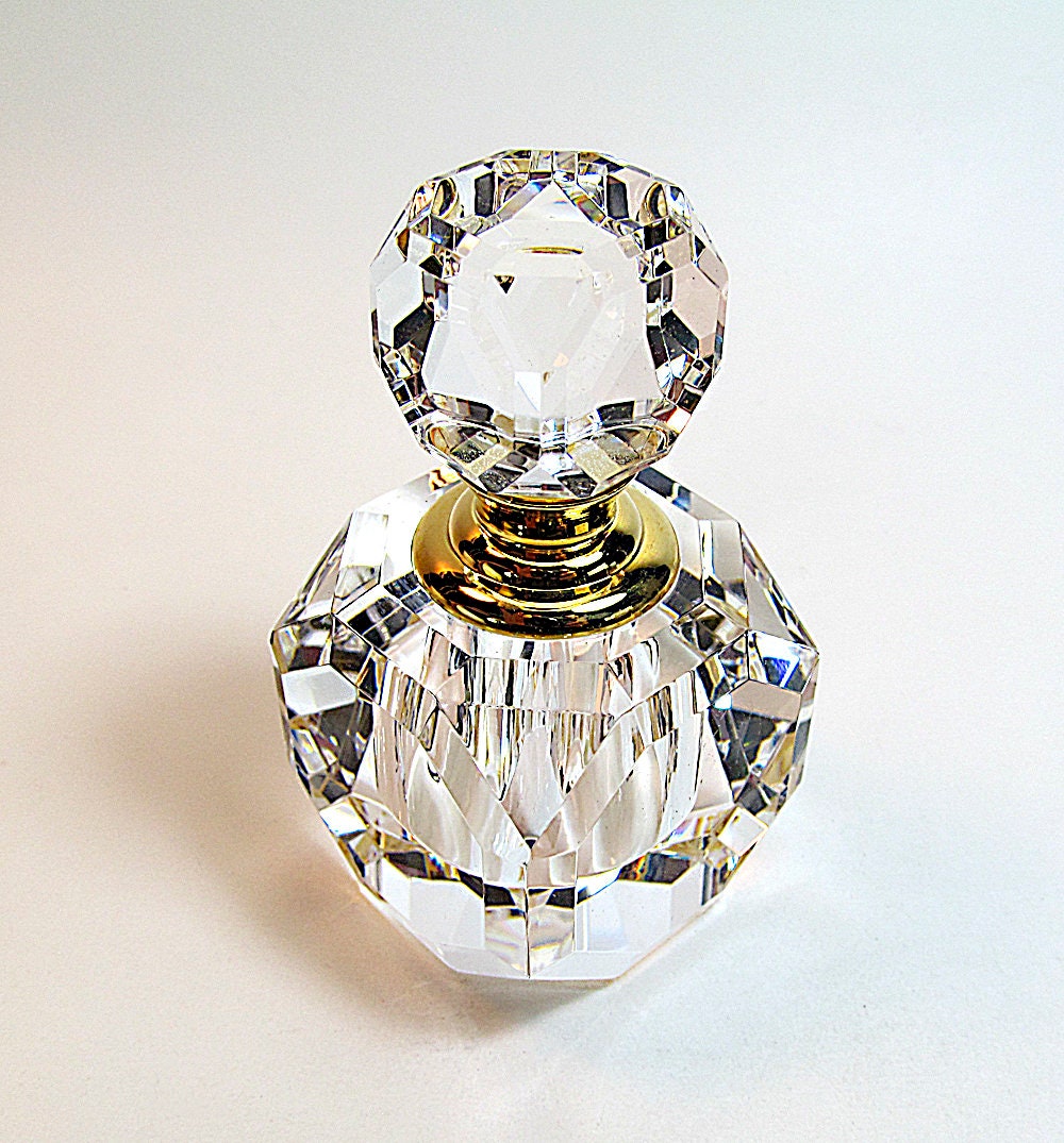 Genuine Lead Crystal Perfume Bottle With Crystal Stopper and Glass Rod ...