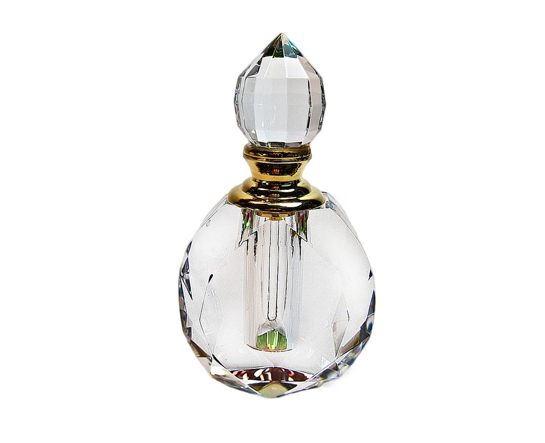 Genuine Lead Crystal Perfume Bottle With Crystal Stopper and Glass Rod ...