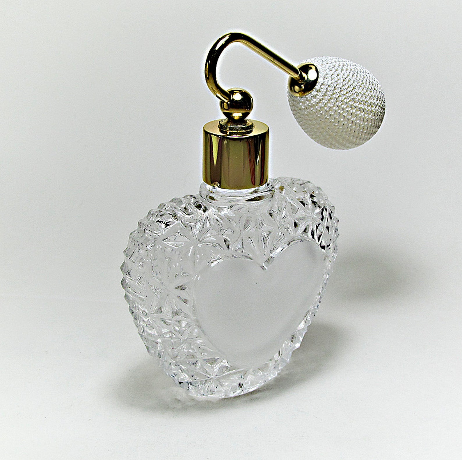 Heart Shape Crystal Glass Perfume Bottle With Bulb Spray Mounting. - Etsy