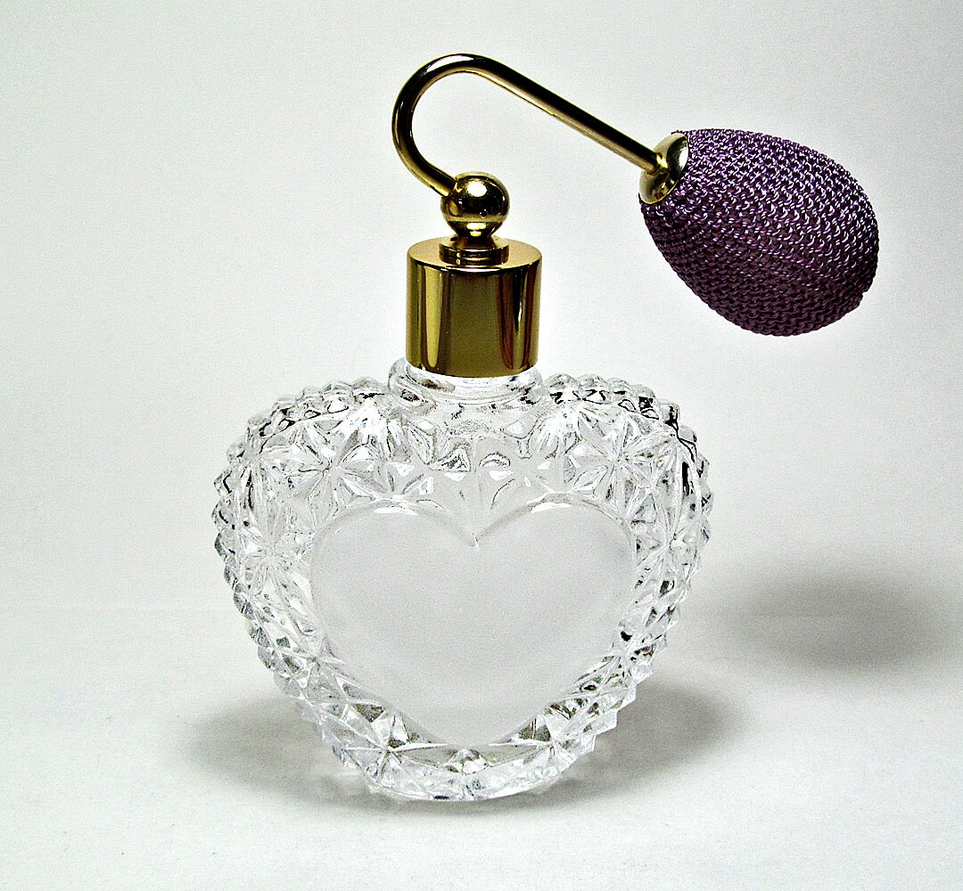 Heart Shape Crystal Glass Perfume Bottle With Bulb Spray Mounting. - Etsy
