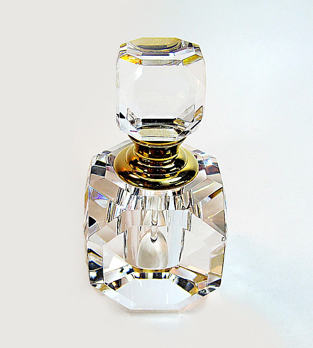 Genuine Lead Crystal Perfume Bottle With Crystal Stopper and Glass Rod ...