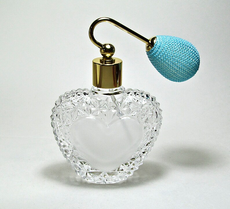 Heart Shape Crystal Glass Perfume Bottle With Bulb Spray Mounting. - Etsy