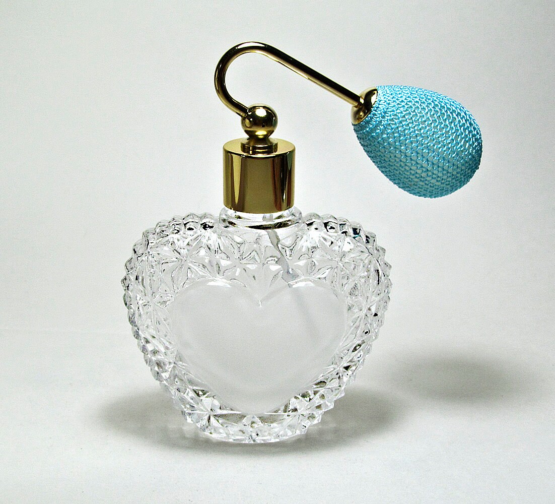 Heart Shape Crystal Glass Perfume Bottle With Bulb Spray Mounting. - Etsy