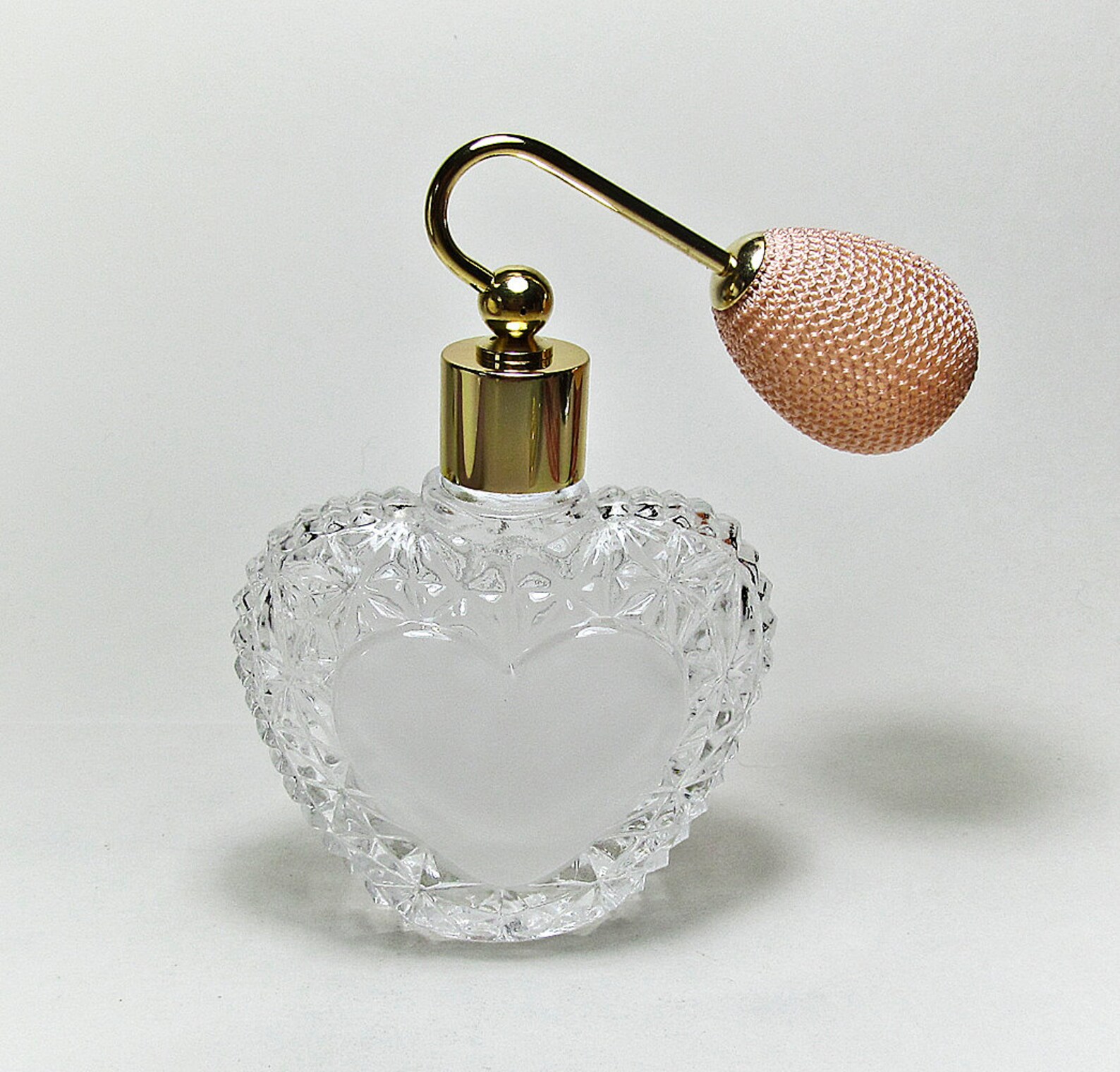 Heart Shape Crystal Glass Perfume Bottle With Bulb Spray Mounting. - Etsy