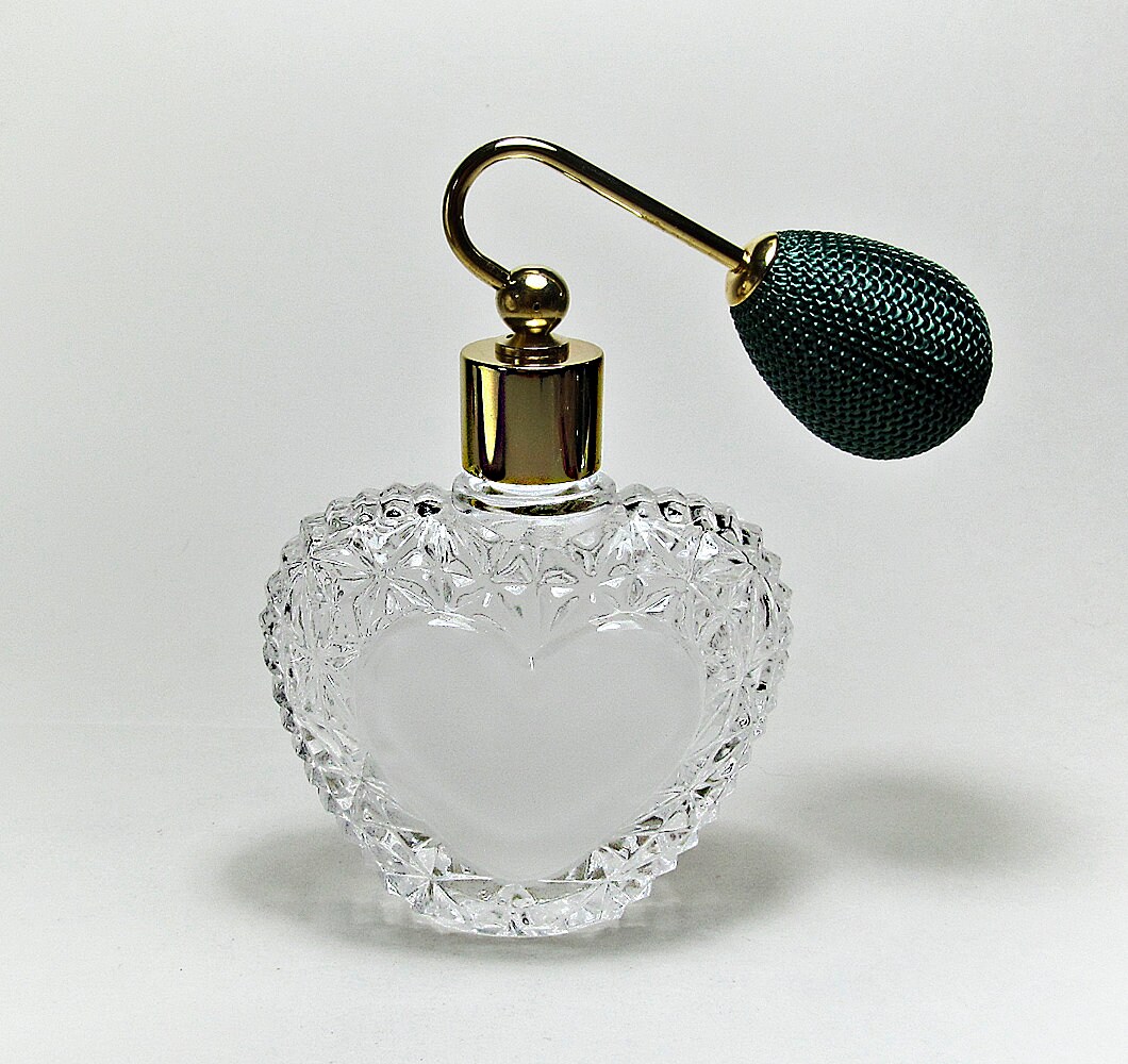 Heart Shape Crystal Glass Perfume Bottle With Bulb Spray Mounting. - Etsy