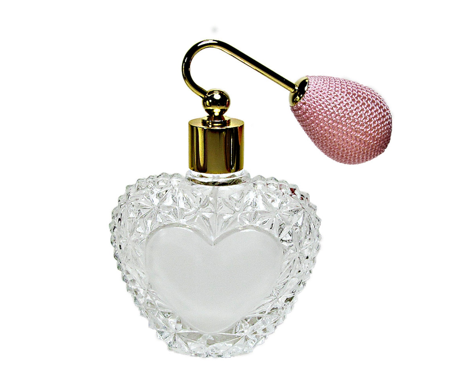 Heart Shape Crystal Glass Perfume Bottle With Bulb Spray Mounting. - Etsy