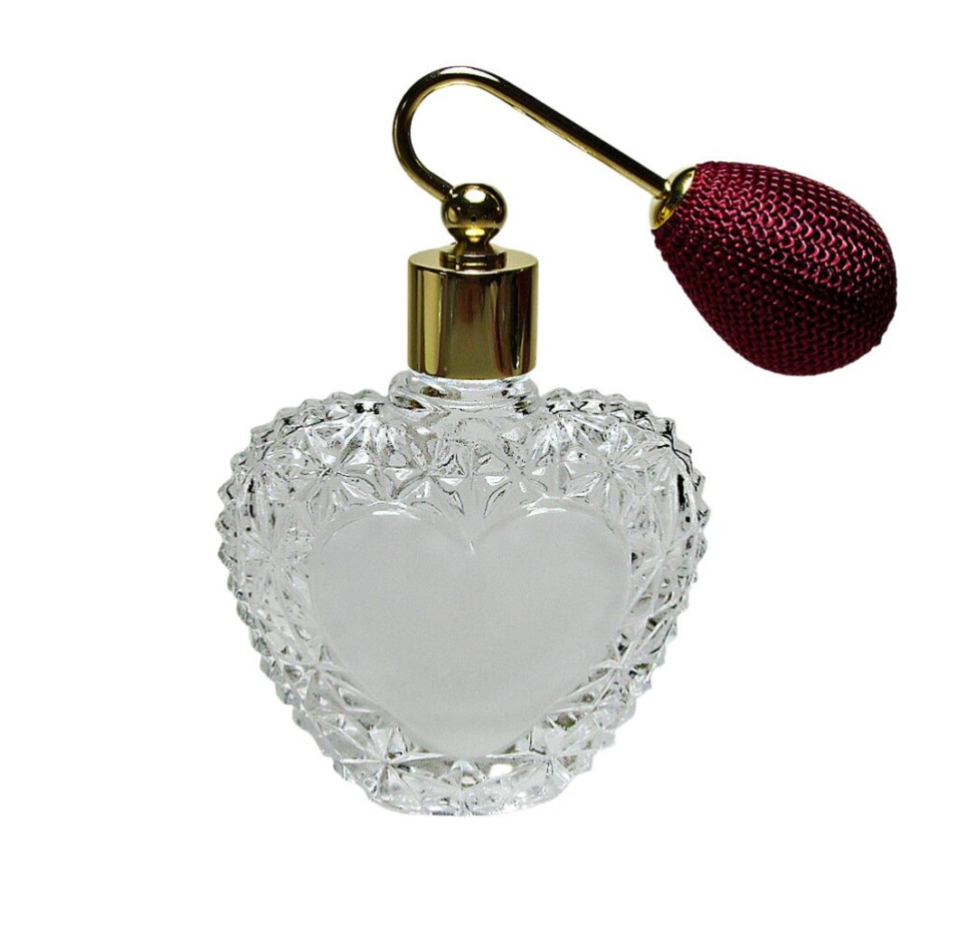 Heart Shape Crystal Glass Perfume Bottle With Bulb Spray Mounting. - Etsy