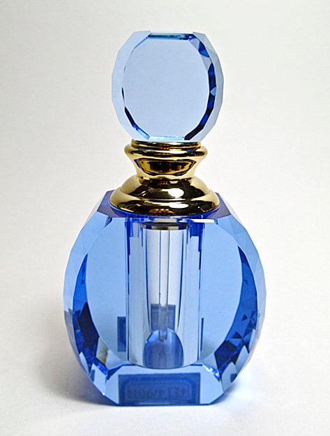 Genuine Blue Crystal Perfume Bottle With Blue Crystal Stopper - Etsy