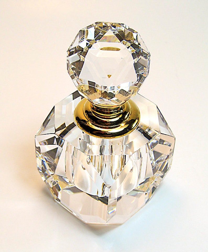 Genuine Lead Crystal Perfume Bottle With Crystal Stopper and Glass Rod ...