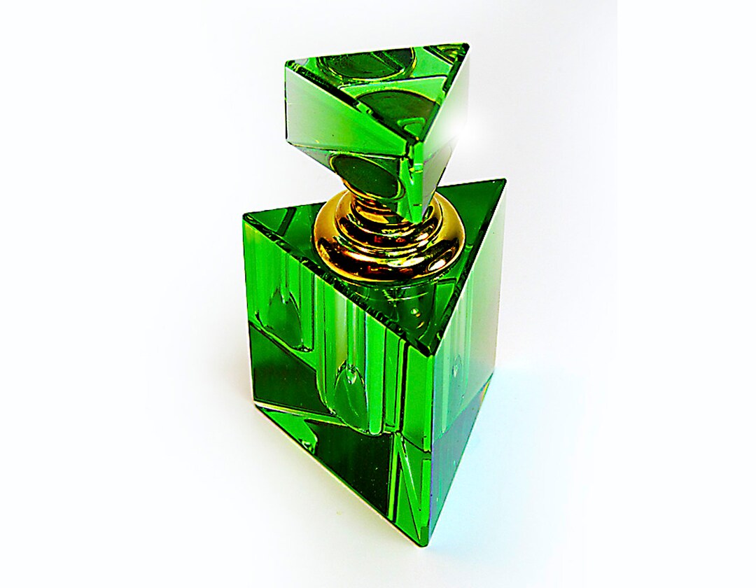 Genuine Lead Green Crystal Perfume Bottle With Green Crystal Stopper ...