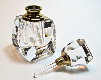 Genuine Lead Crystal Perfume Bottle With Crystal Stopper and Glass Rod ...