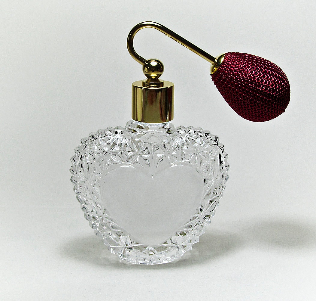 Heart Shape Crystal Glass Perfume Bottle With Bulb Spray Mounting. - Etsy