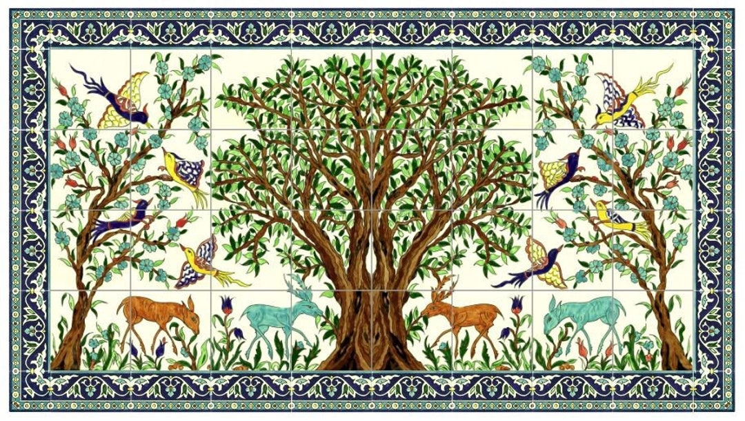 Large Olive Tree Ceramic Tile Mural - Etsy