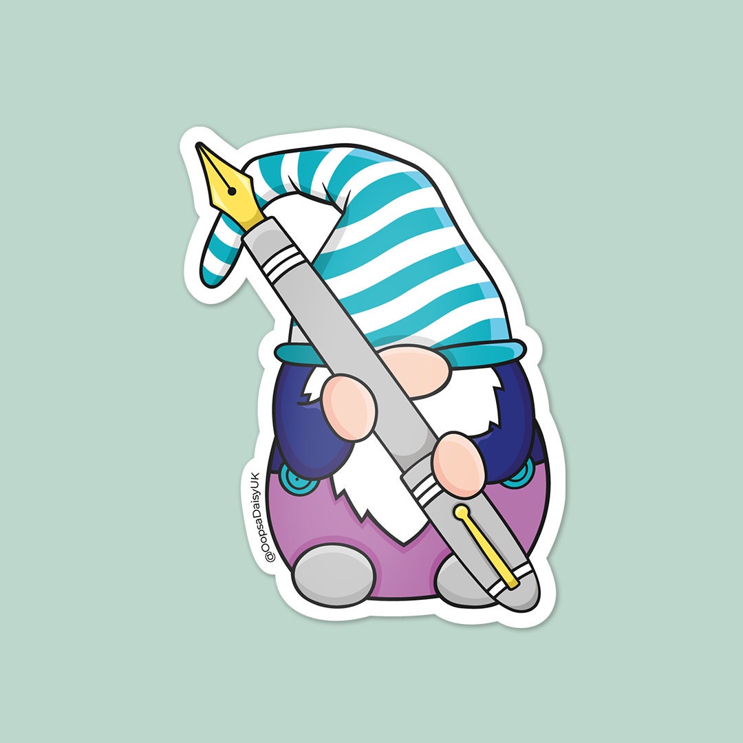 Gonk With Fountain Pen Vinyl Sticker Pen Addict Journal / Laptop Decal ...