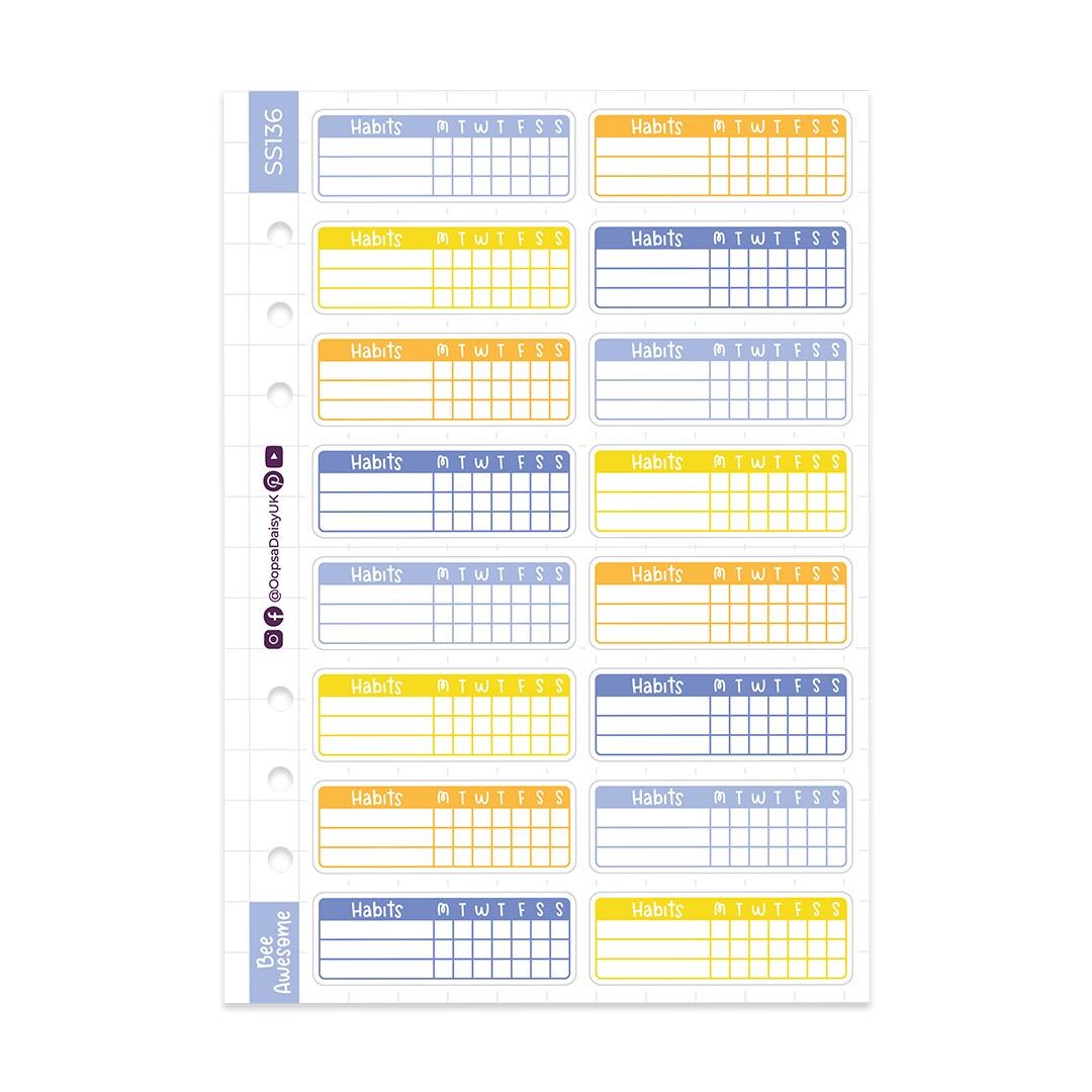 Bee Awesome Journal Habit Tracker Stickers - A5 Sticker Sheet - Etsy