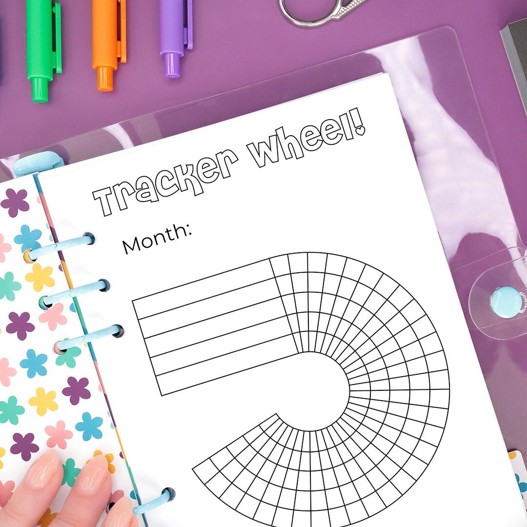 Monthly Habit Tracker Wheel Planner Inserts A5 Mood / Water / Steps ...