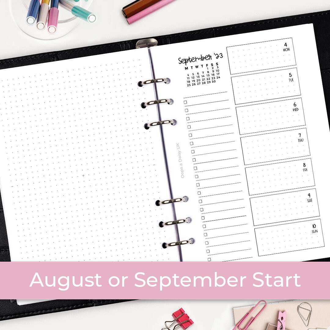 2023-2024 Academic Weekly Planner Inserts A5 august or September Start ...