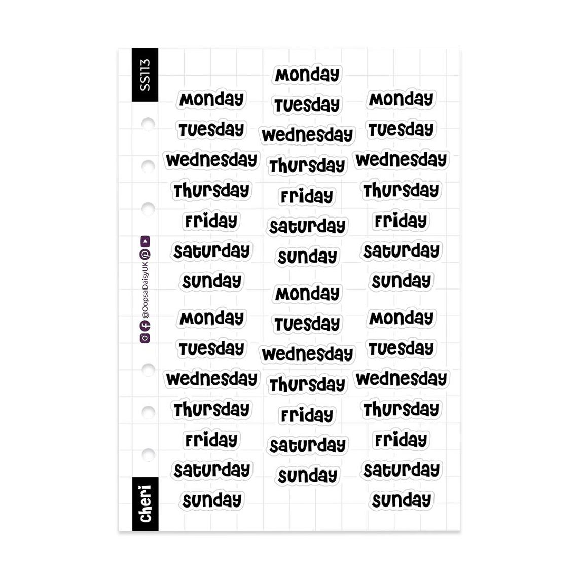 Daily Headers - Cheri Font - Monochrome - A5 Sticker Sheet - Etsy