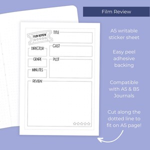 Film Review - Super Easy Sticker Sheet (A5) - Etsy