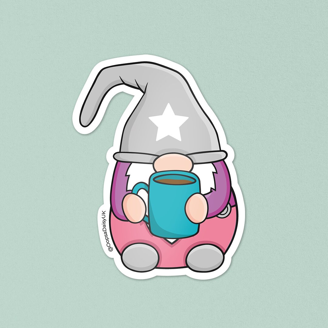 Gonk With Mug Vinyl Sticker Tea / Coffee Gonk Journal / Laptop Decal - Etsy