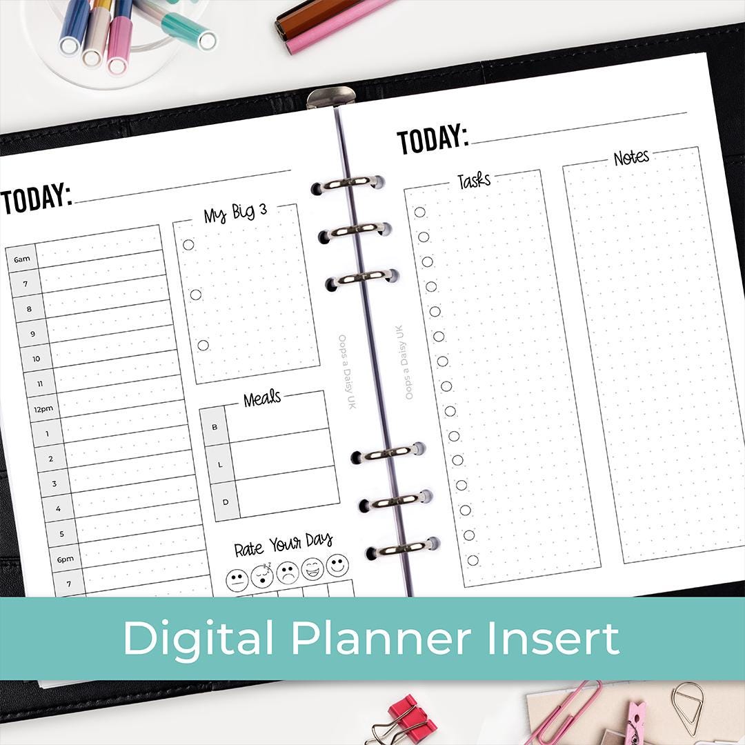 Daily Time Log - A5 Hybrid Planner Insert - DIGITAL DOWNLOAD - Etsy