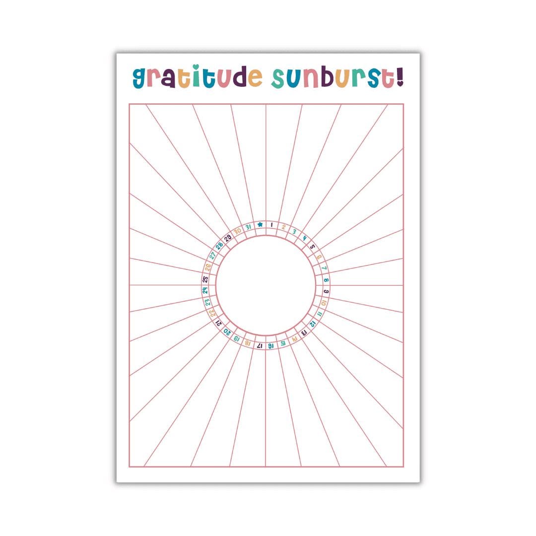 Gratitude Sunburst - Journal Printable - Etsy