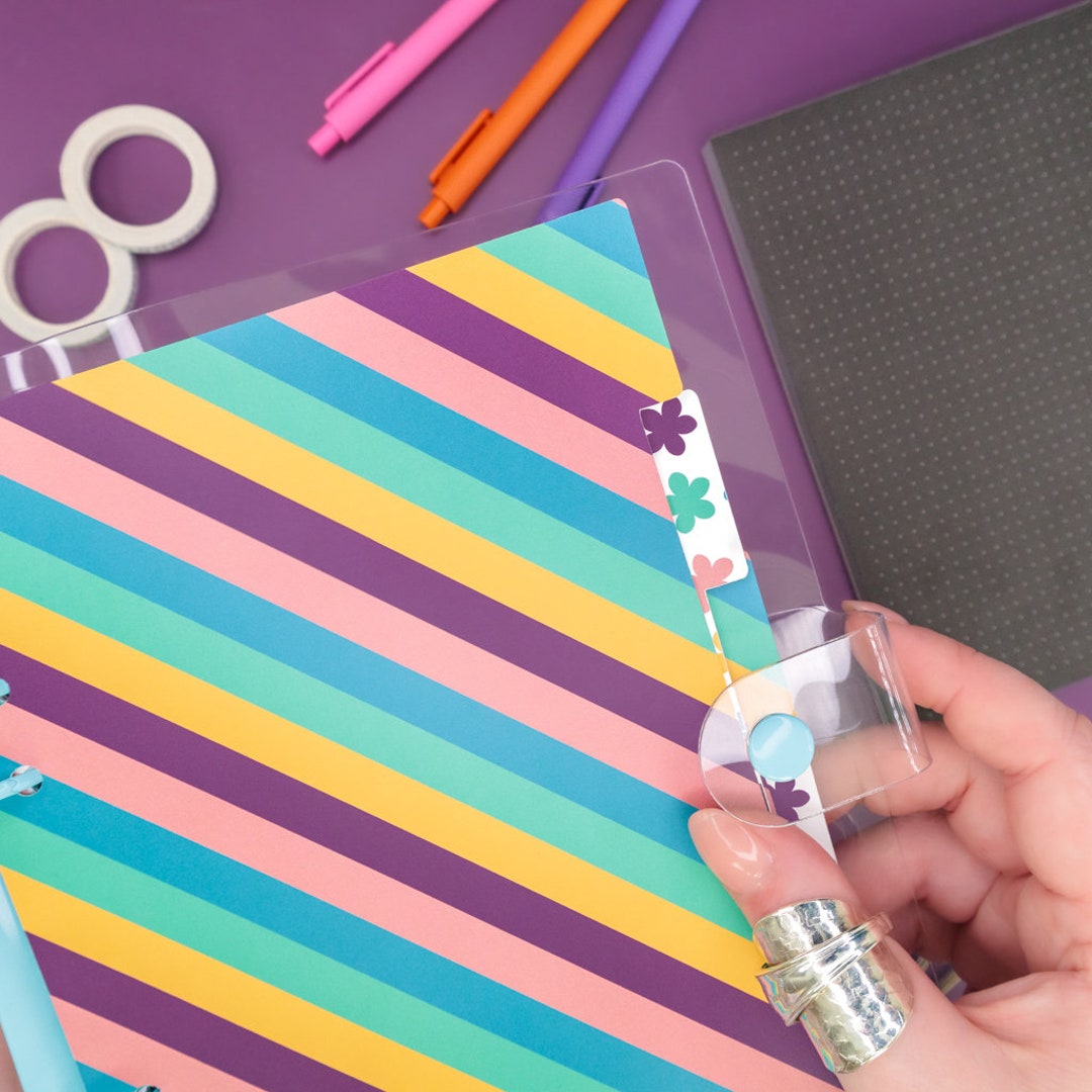 A5 Planner Dividers (6 Dividers) - Rainbow Stripes Daisies Design ...