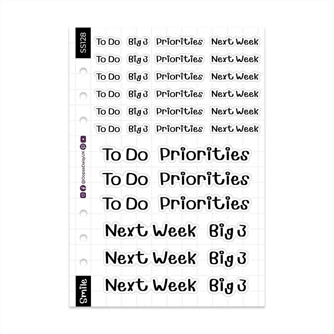 Productivity Headers - Smile Font - A5 Sticker Sheet - Etsy