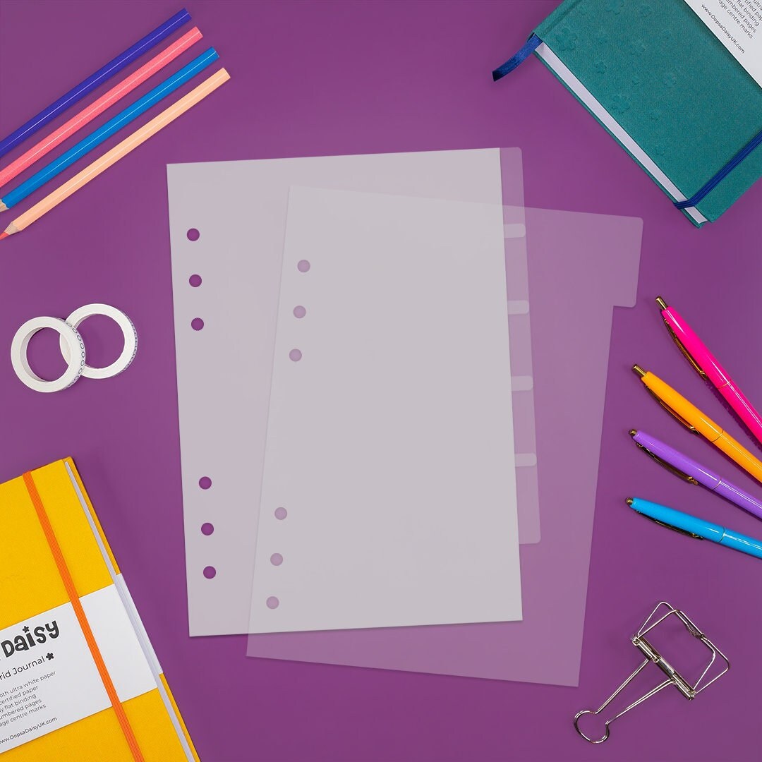 A5 Planner Dividers 6 Dividers Frosted Translucent Tabbed Dividers ...