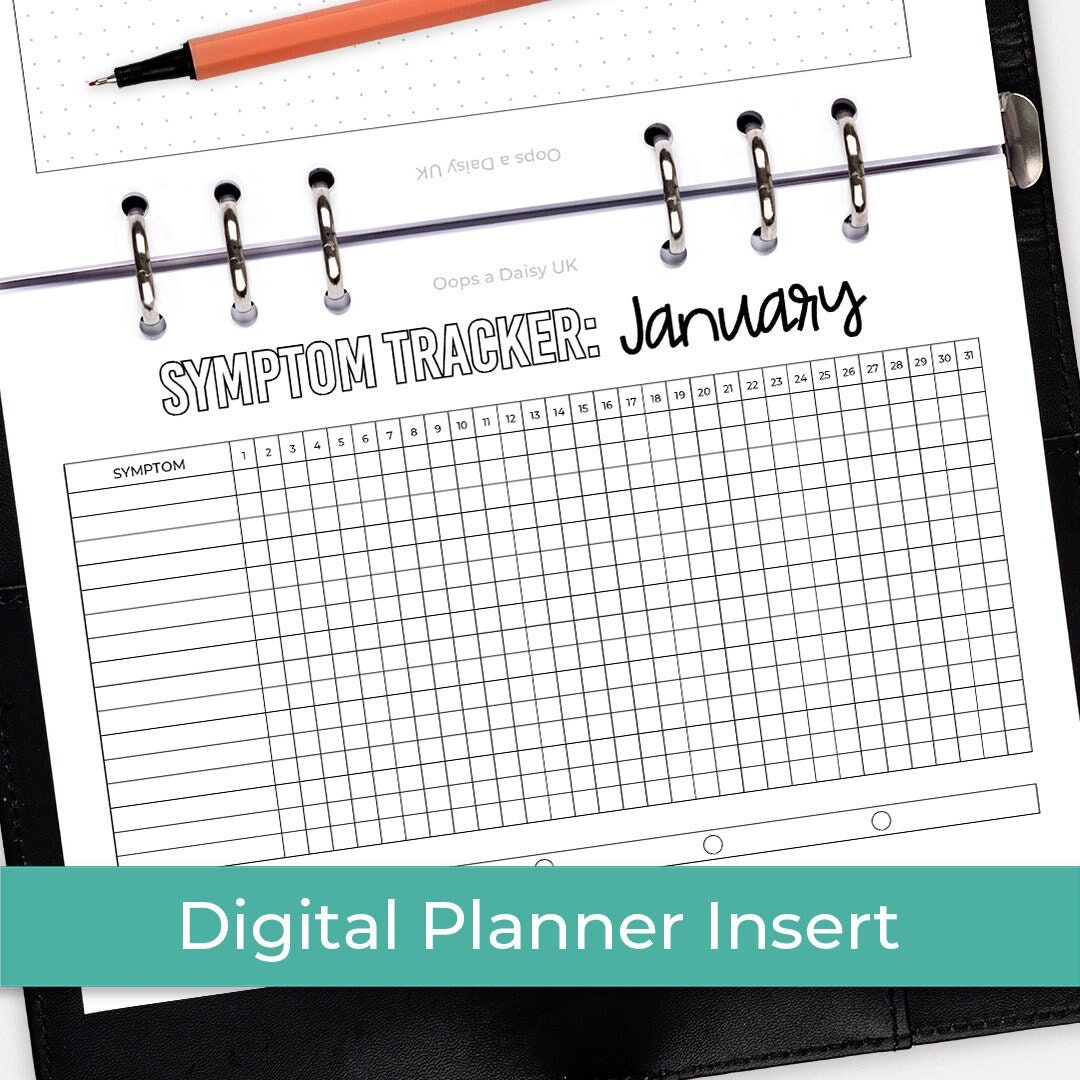 Printable Digital Symptom Tracker A5 Planner Pages - Health Symptom ...