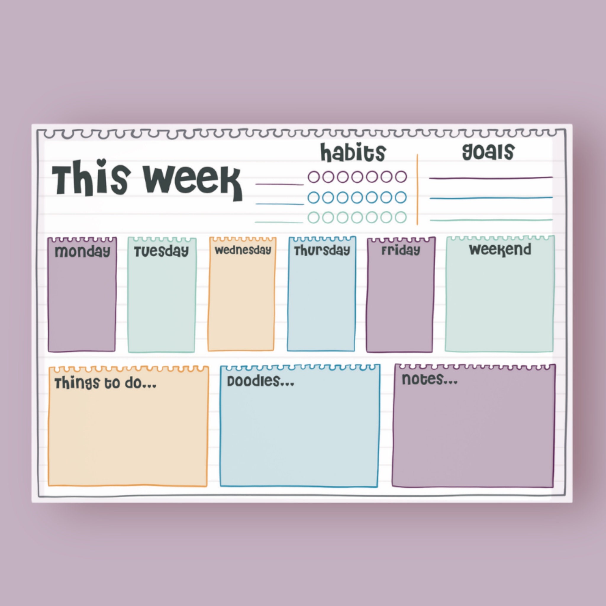 Weekly Planner Notepad Desktop Planner Pad - Etsy