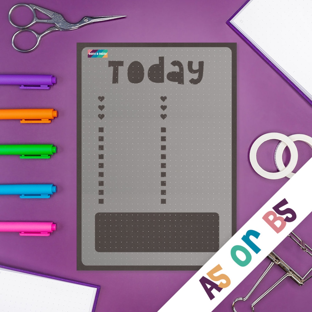 Today Daily Spread Super Easy Journal / Planner Stencil A5 / B5 - Etsy
