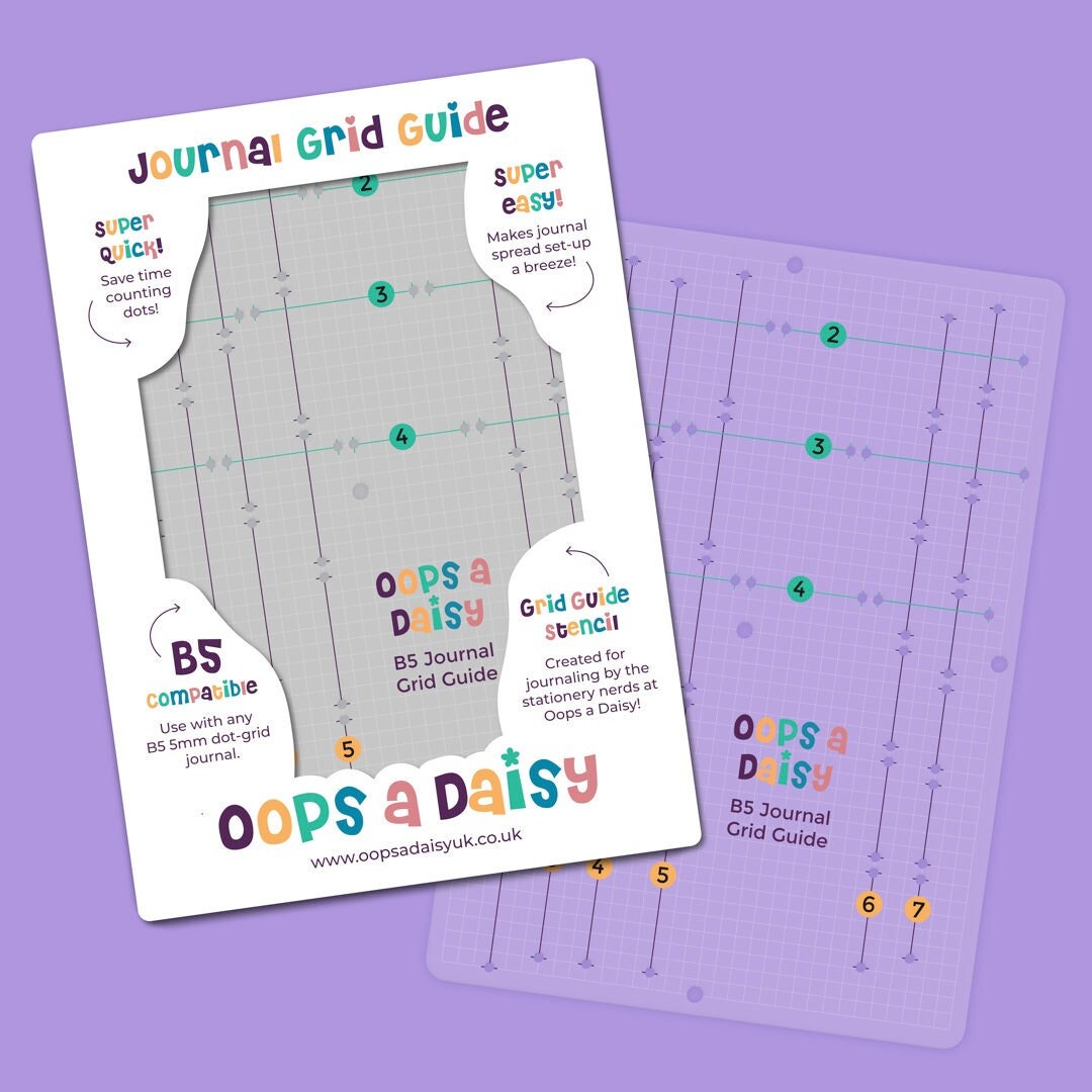 B5 Journal Grid Guide B5 Bullet Journal Stencil Journal Dot Grid ...