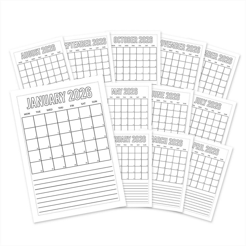 Monthly Spread (monday Start) - Super Easy Sticker Sheets (A5) - Set of ...