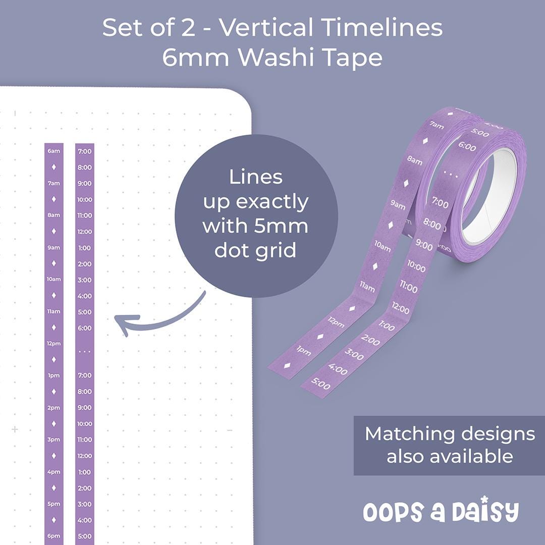 Purple Timeline Washi Tape - Time Blocking Duo (6mm) - Etsy Canada