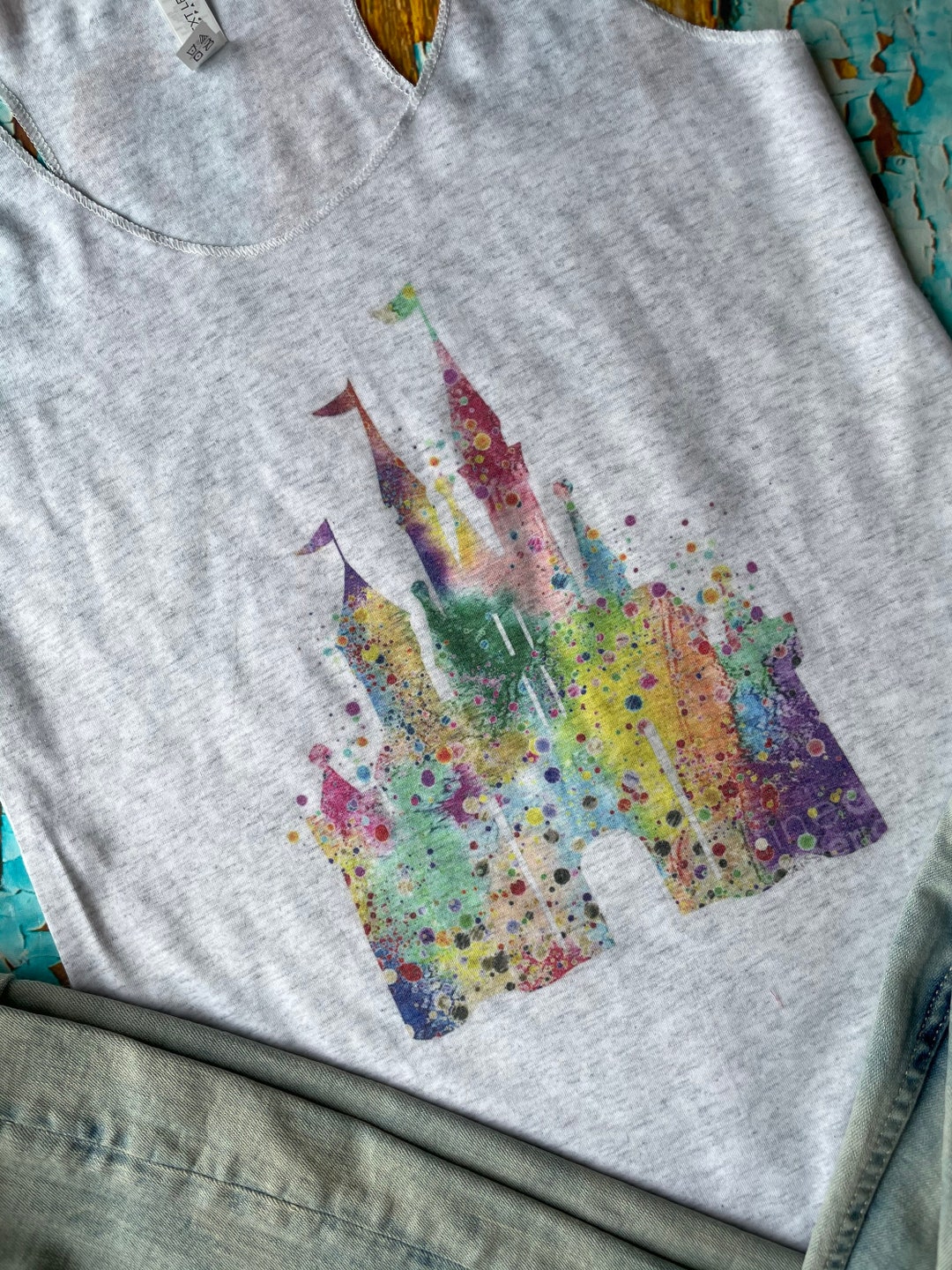 Disney Tank // Disney Castle Tank // Watercolor Disney Castle - Etsy