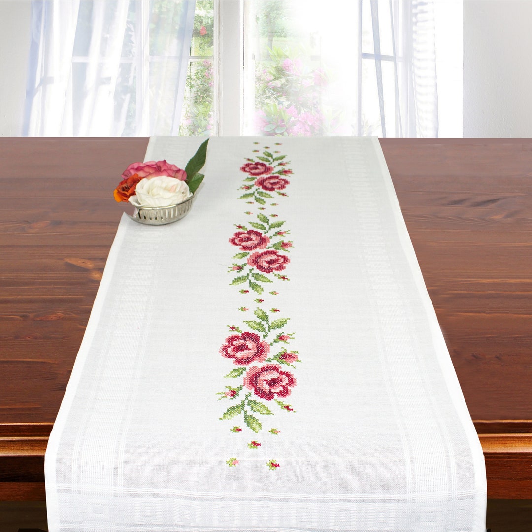 Roses Table Runner Kit for Cross Stitch Embroidery Schafer 6981 - Etsy
