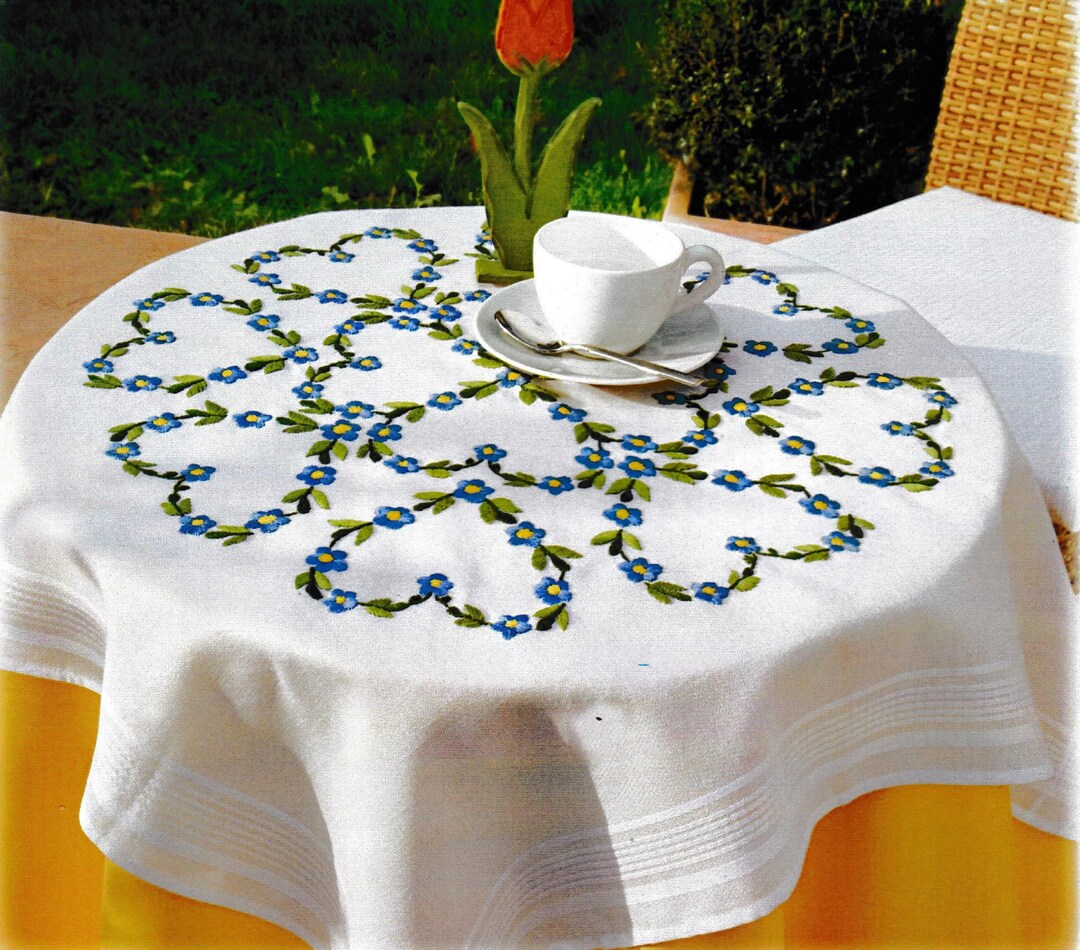 Flower Hearts Tablecloth Kit for Satin Stitch Embroidery Duftin 1253 - Etsy