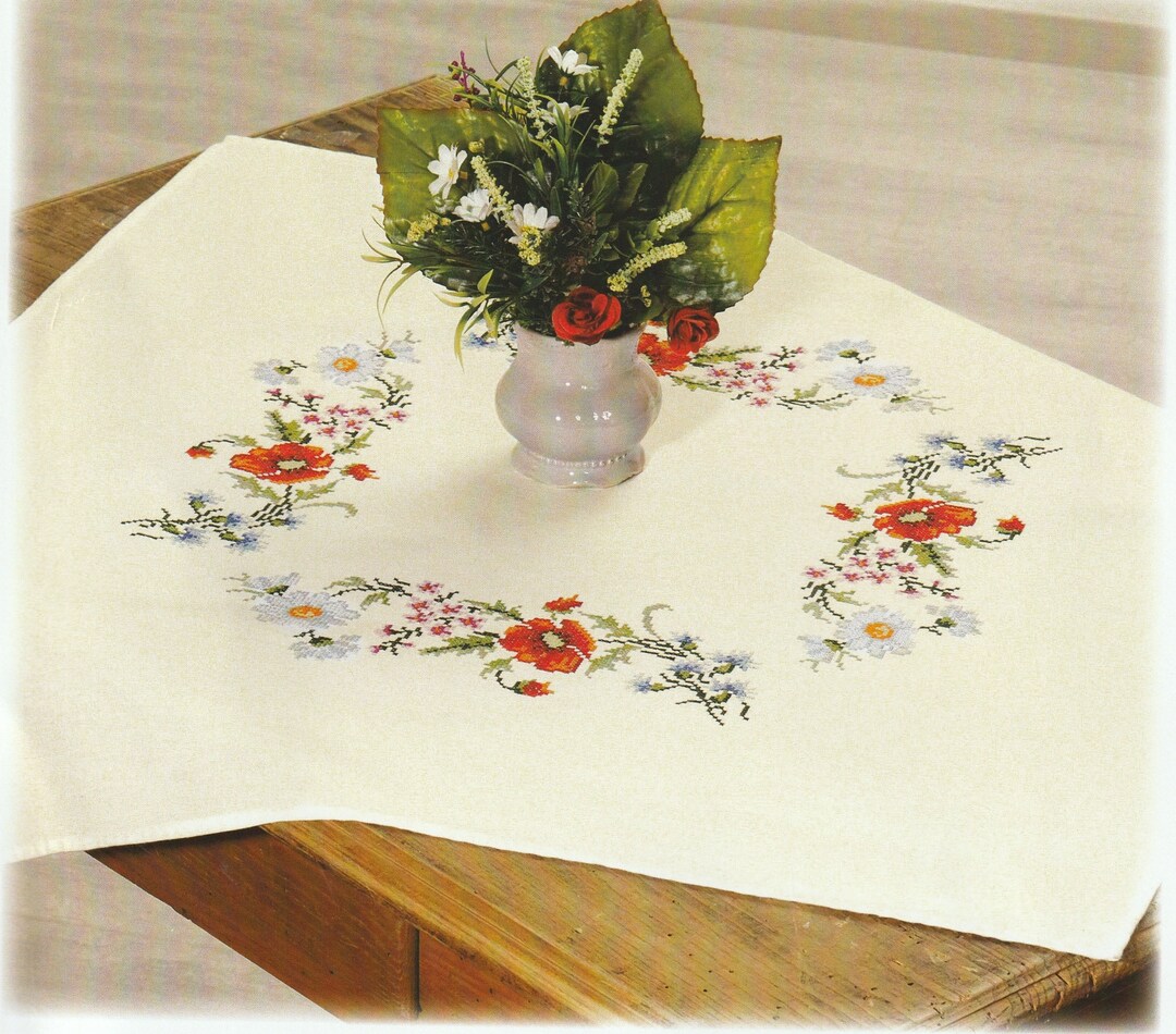 Poppies Tablecloth Kit for Cross Stitch Embroidery Duftin 10-548 - Etsy