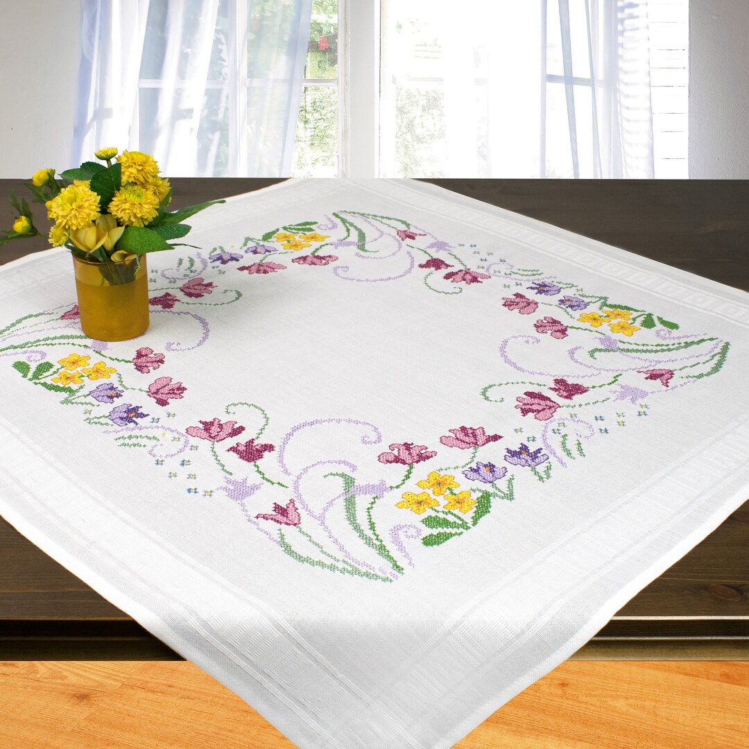 Tablecloth Kit for Cross Stitch Embroidery Schafer "tulips" 6976 - Etsy