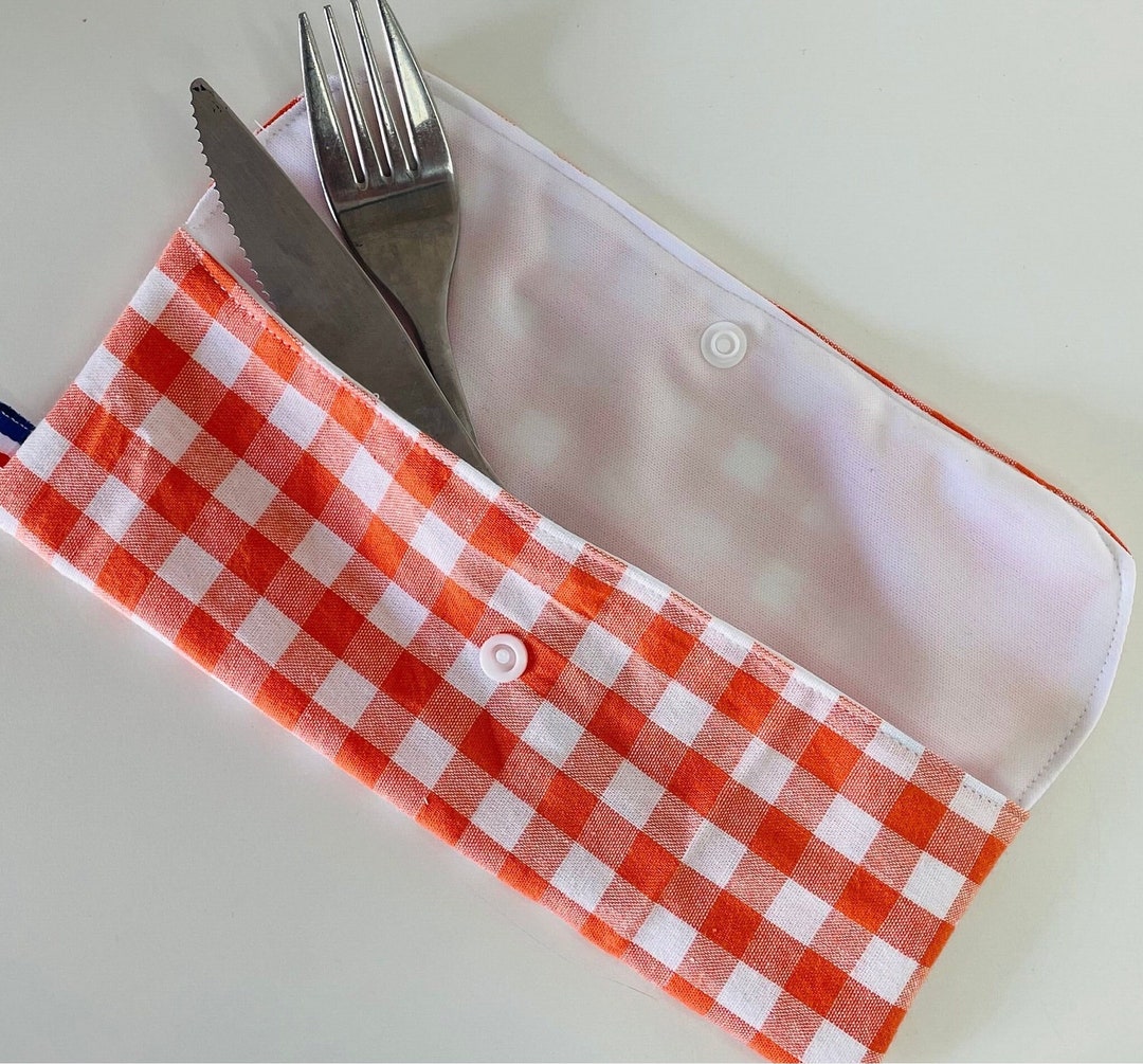 Cutlery Pouch / Tooth Pouch Vichy Orange - Etsy