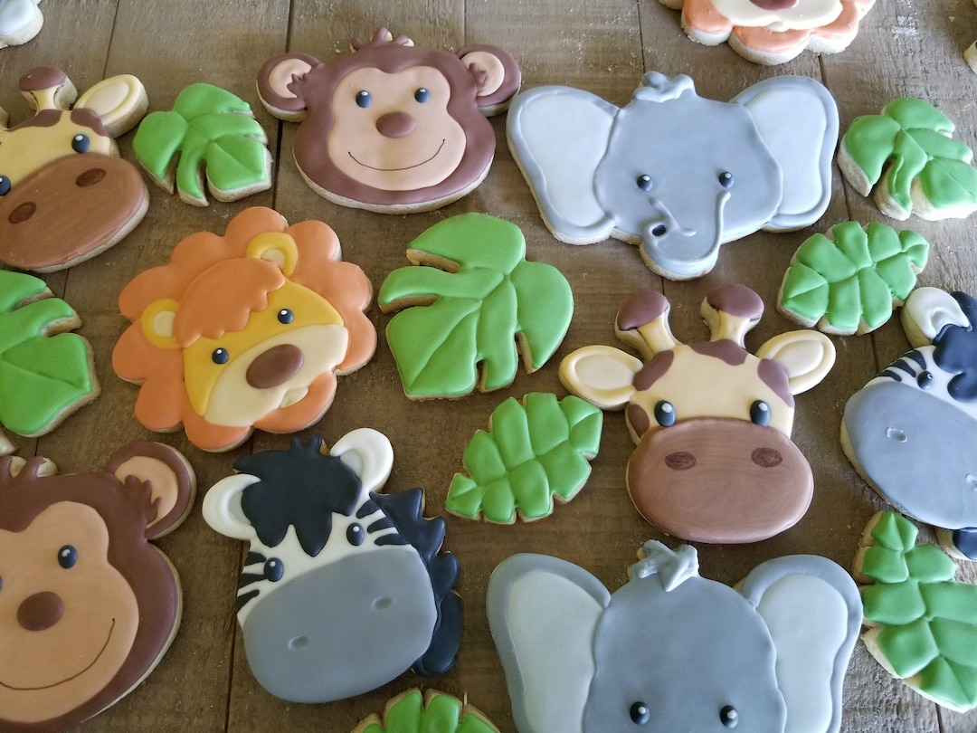Safari Animal Cookie Cutter Set: Lion, Elephant, Giraffe, Monkey, Zebra ...