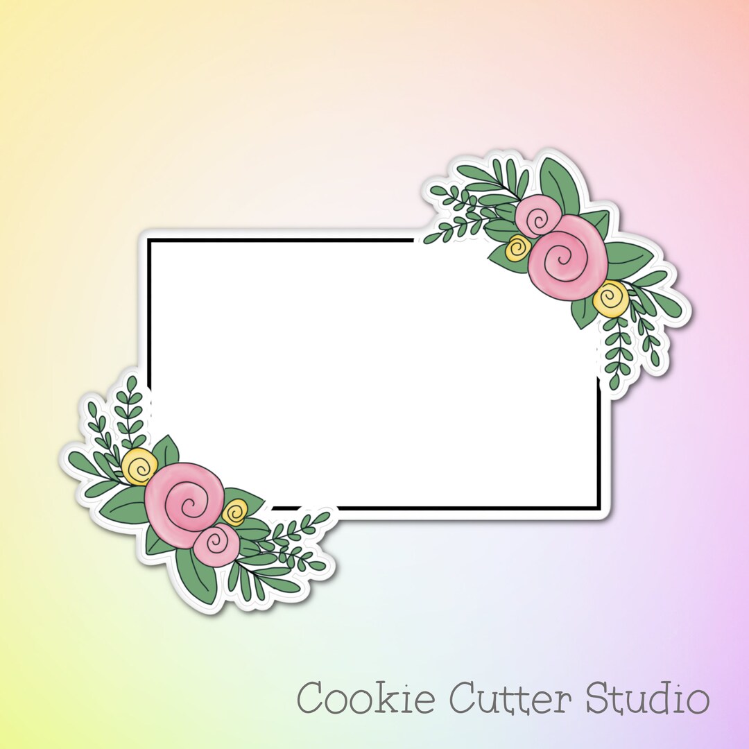 Floral Rectangle Plaque Cookie Cutter - Etsy