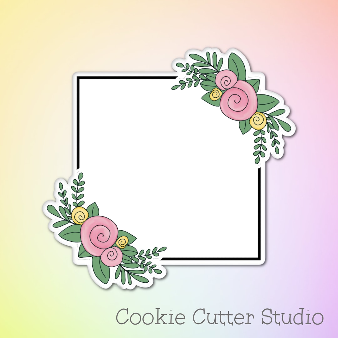 Floral Square Plaque Cookie Cutter - Etsy